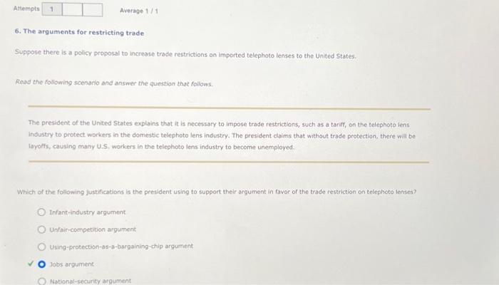 Solved 6. The arguments for restricting trade Suppose there | Chegg.com