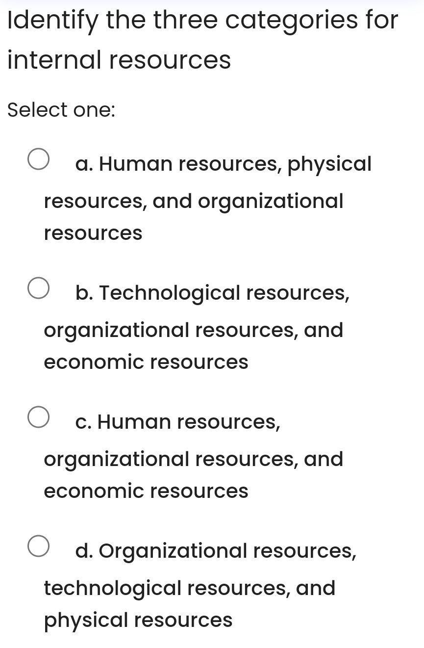 Solved Identify the three categories for internal | Chegg.com