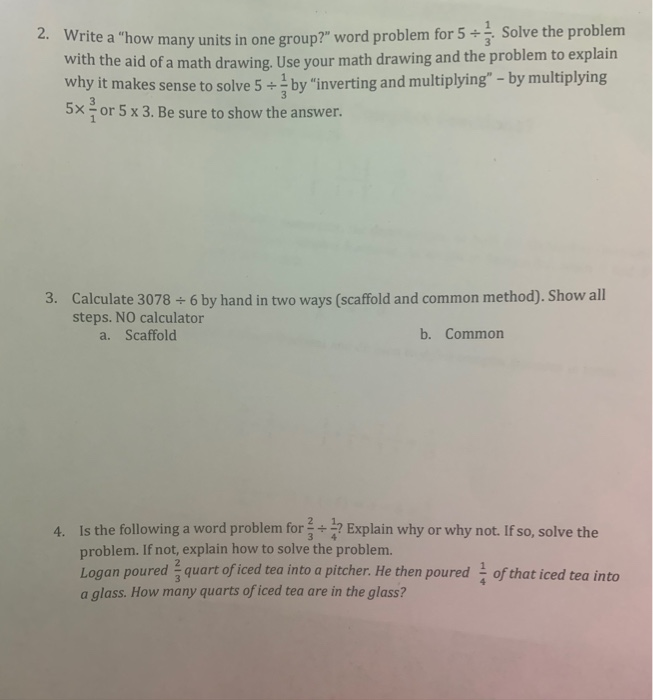 Solved Write a "how many units in one group?" word problem | Chegg.com