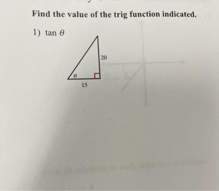 Solved Find The Value Of The Trig Function Indicated