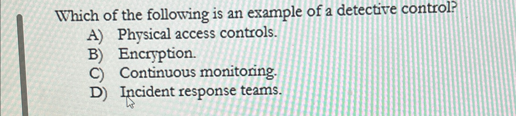 Solved Which of the following is an example of a detective | Chegg.com