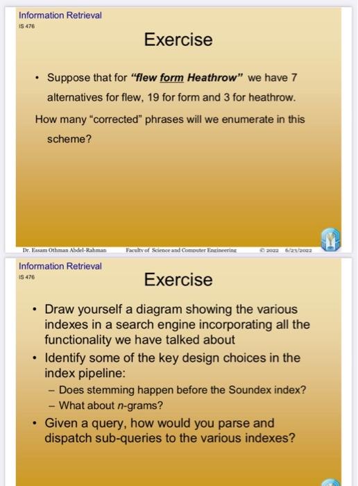 Solved Information Retrieval Exercise - Suppose that for | Chegg.com