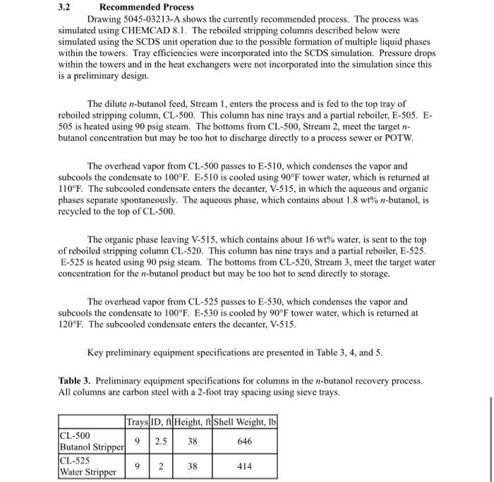 Solved Table 4. Preliminary equipment specifications for | Chegg.com