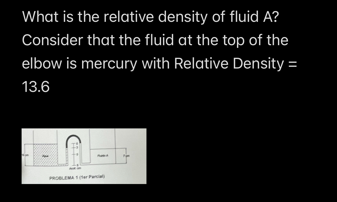Solved What is the relative density of fluid A ? ﻿Consider | Chegg.com