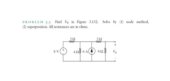 Solved PROBLEM 3.3 Find V0 in Figure 3.132. Solve by (1) | Chegg.com