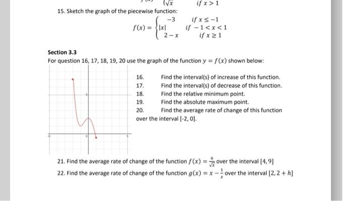 Solved 15. Sketch the graph of the piecewise function: | Chegg.com