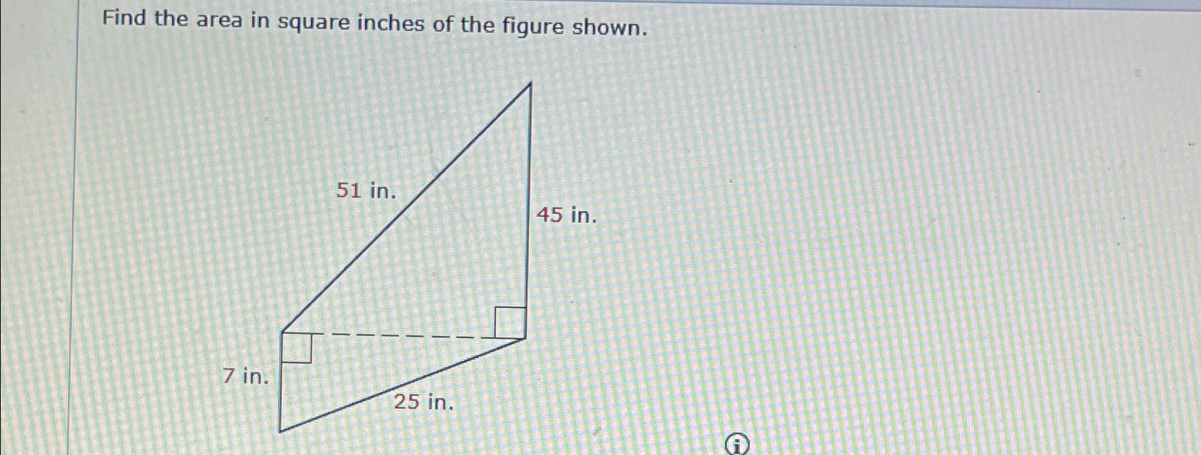 Solved Find the area in square inches of the figure shown. | Chegg.com