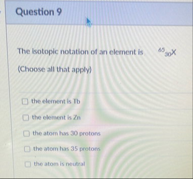 Solved Question 9The isotopic notation of an element | Chegg.com