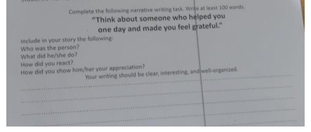 Complete the following narrative writing task. Write | Chegg.com