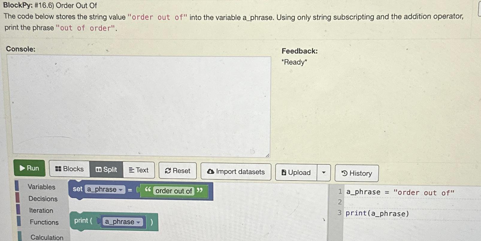 Solved Blockpy 16 6 ﻿order Out Ofthe Code Below Stores
