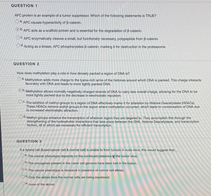 Solved QUESTION 1 APC protein is an example of a tumor | Chegg.com