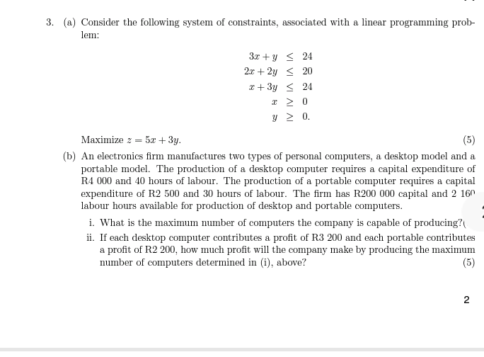Solved (a) ﻿Consider the following system of constraints, | Chegg.com