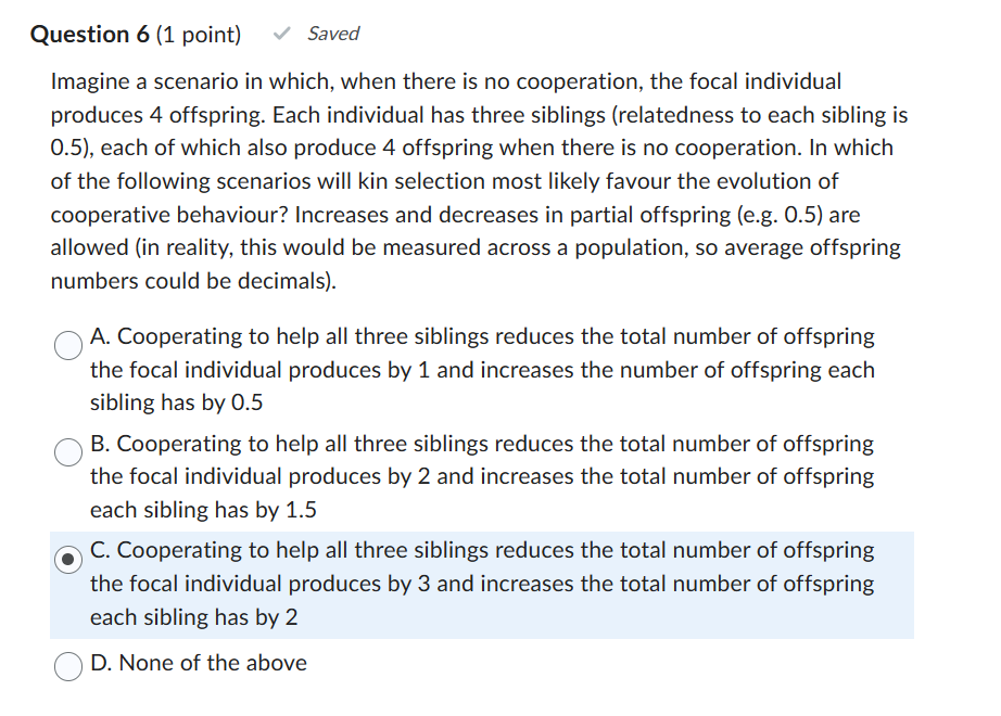 Solved Question 6 (1 ﻿point)Imagine a scenario in which, | Chegg.com