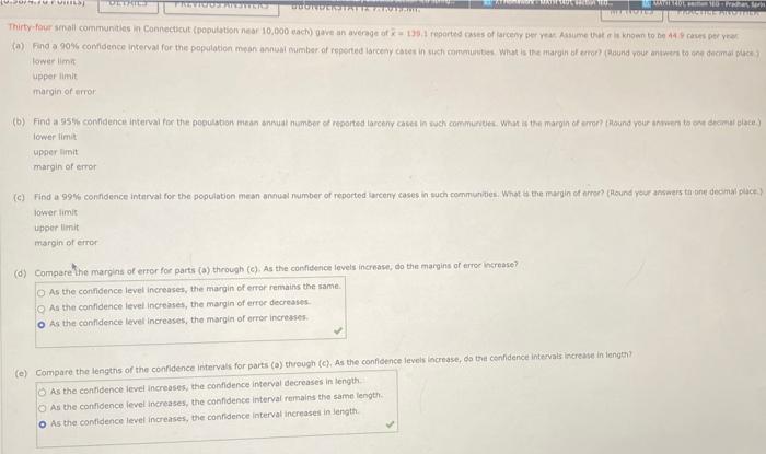 Solved loner 1imπ upper limit margin of estror lower limest | Chegg.com