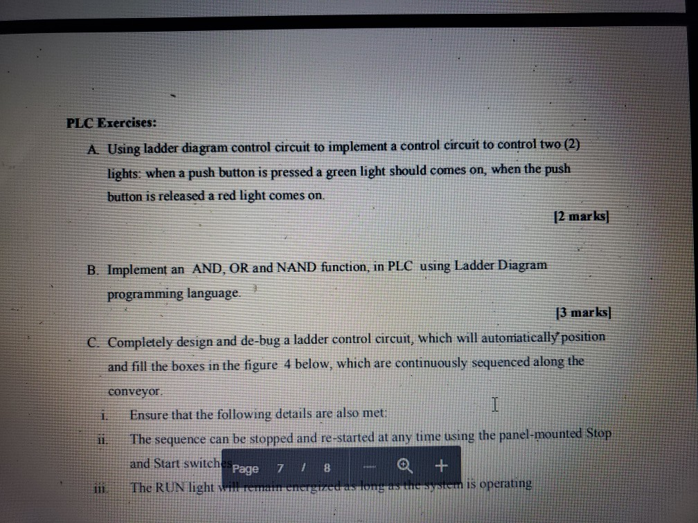 Solved PLC Exercises: A Using ladder diagram control circuit | Chegg.com