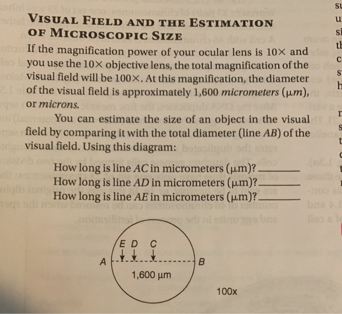 Solved SU u si th с S h VISUAL FIELD AND THE ESTIMATION OF | Chegg.com