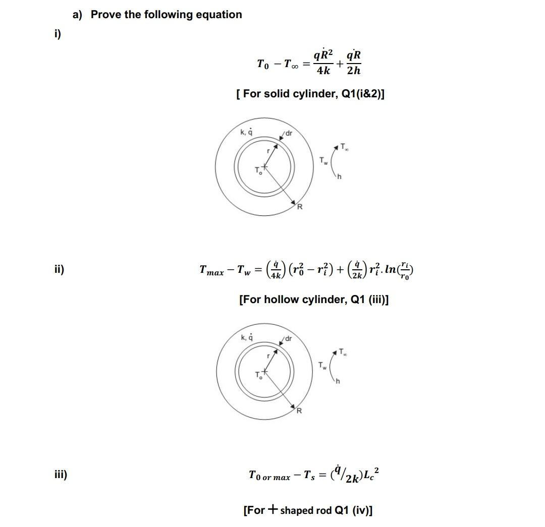 Solved a) Prove the following equation i) qR2 To - T = + 4k | Chegg.com