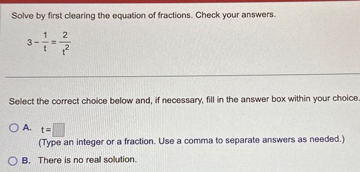 Solved Solve by first clearing the equation of fractions. | Chegg.com