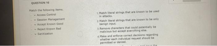 Solved Match the following items. ∼ Access Control 1. Match | Chegg.com