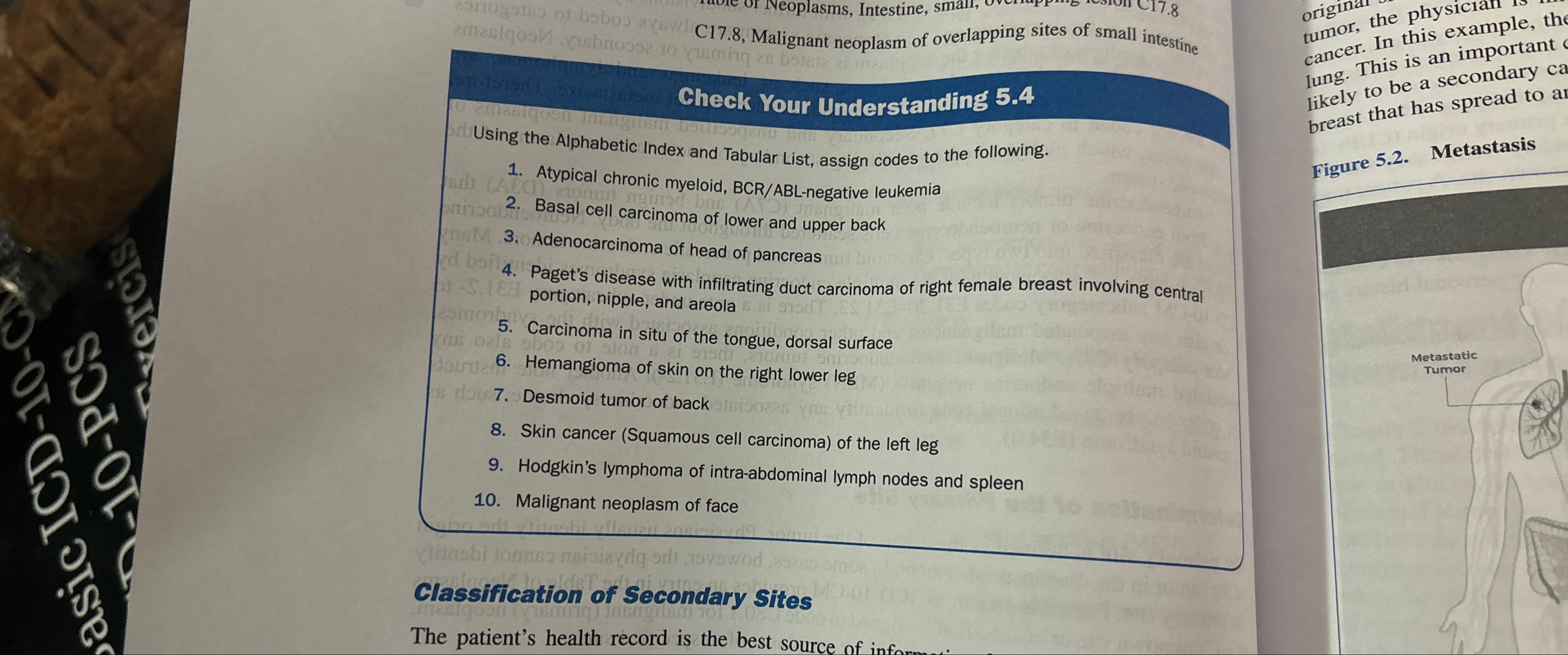 Solved C17.8, ﻿Malignant neoplasm of overlapping sites of | Chegg.com
