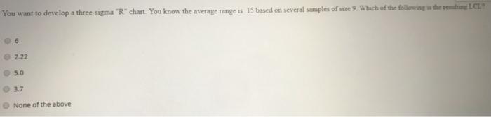 Solved You want to develop a three-sigma "R" chart You know | Chegg.com