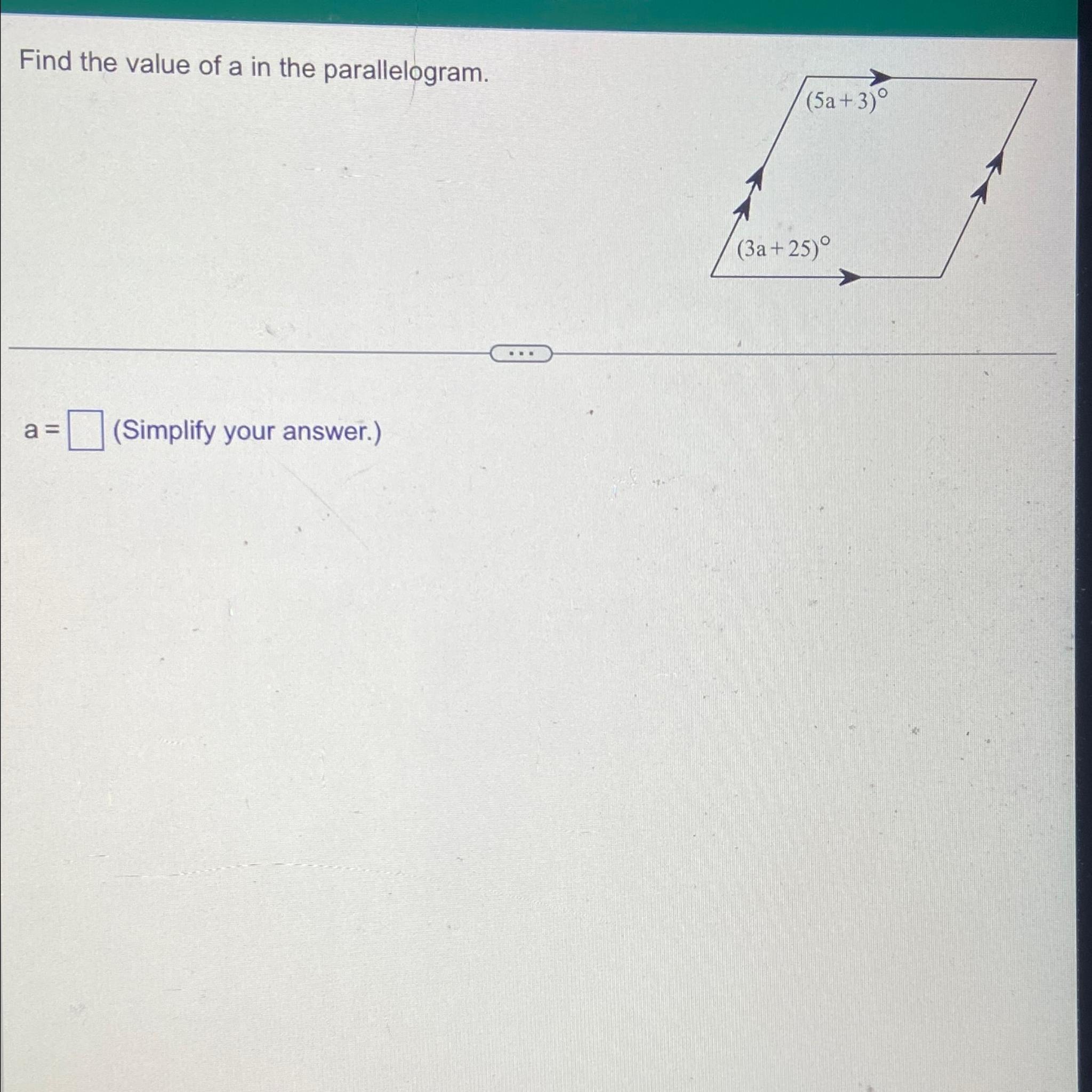Solved Find the value of a in the | Chegg.com