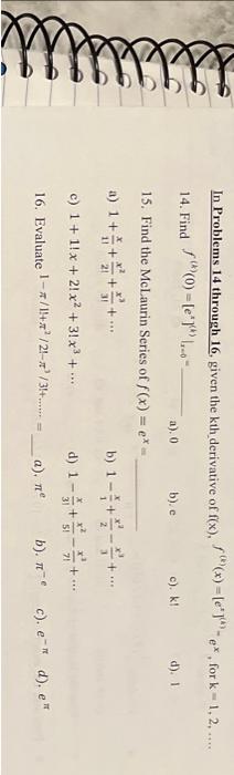 Solved In Problems 14 through 16, given the kth derivative | Chegg.com