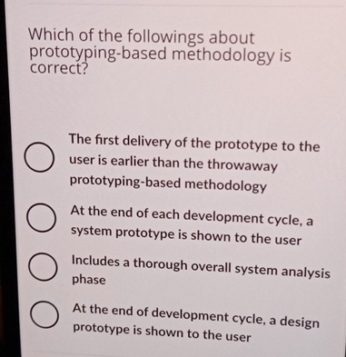 Solved Which of the followings about prototyping-based | Chegg.com