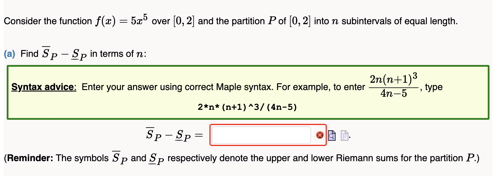 Solved Consider the function f(x)=5x5 ﻿over 0,2 ﻿and the | Chegg.com
