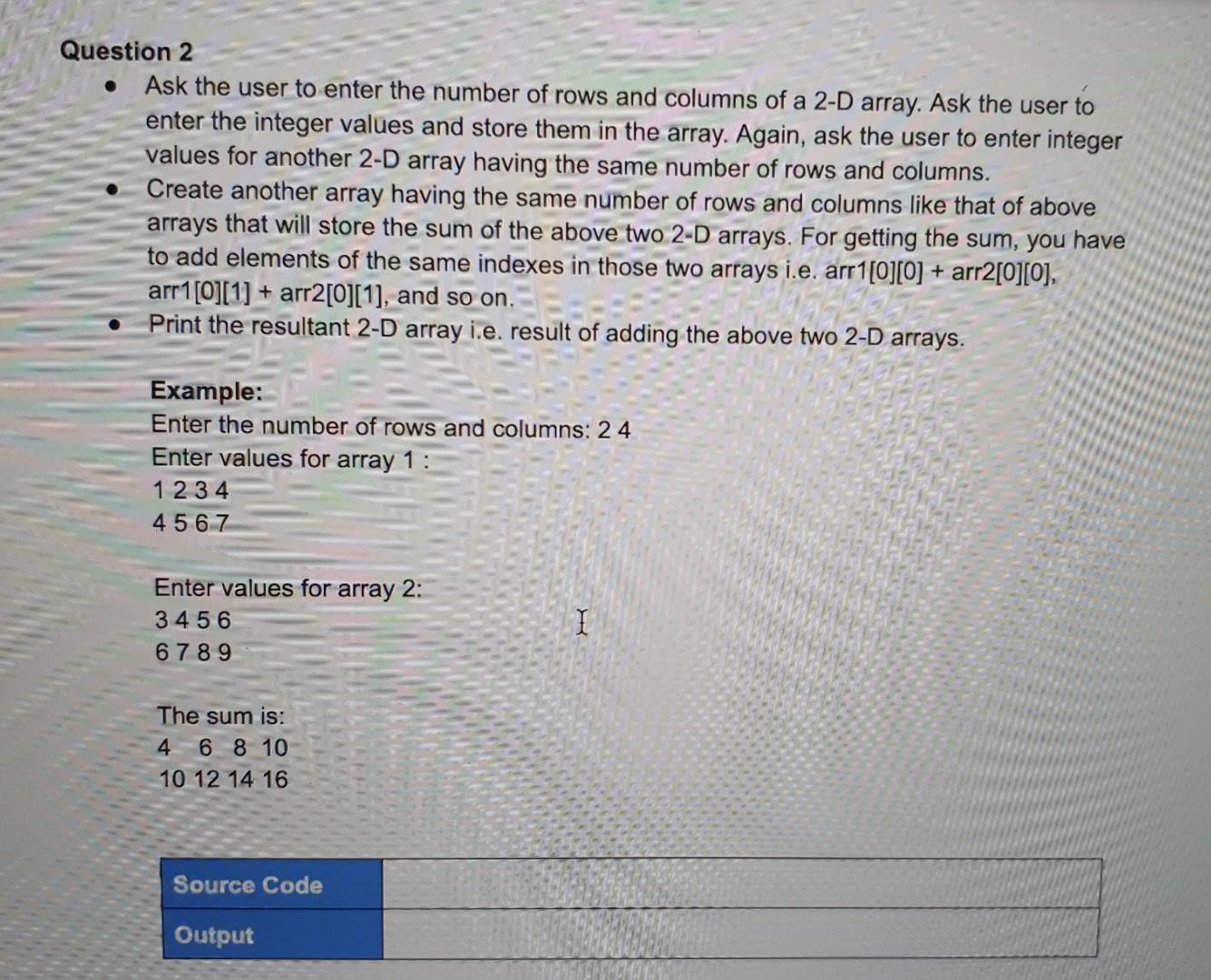 Solved References and Readings 2-D Arrays Traversing 2-D | Chegg.com
