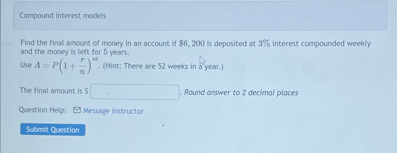 Solved Compound interest modelsFind the final amount of | Chegg.com