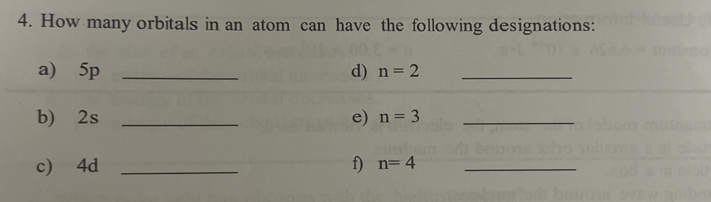 High Quality SOLUTION How many orbitals in an atom can have the following | Chegg.com