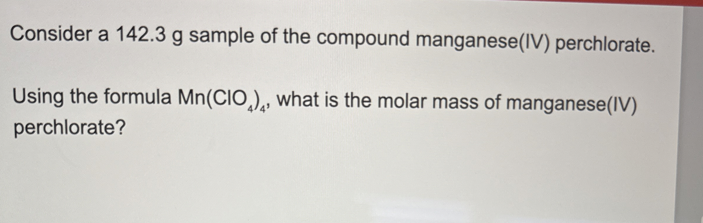Solved Consider a 142.3 ﻿g sample of the compound | Chegg.com