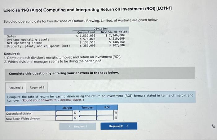 Solved Exercise 11-8 (Algo) Computing and Interpreting | Chegg.com