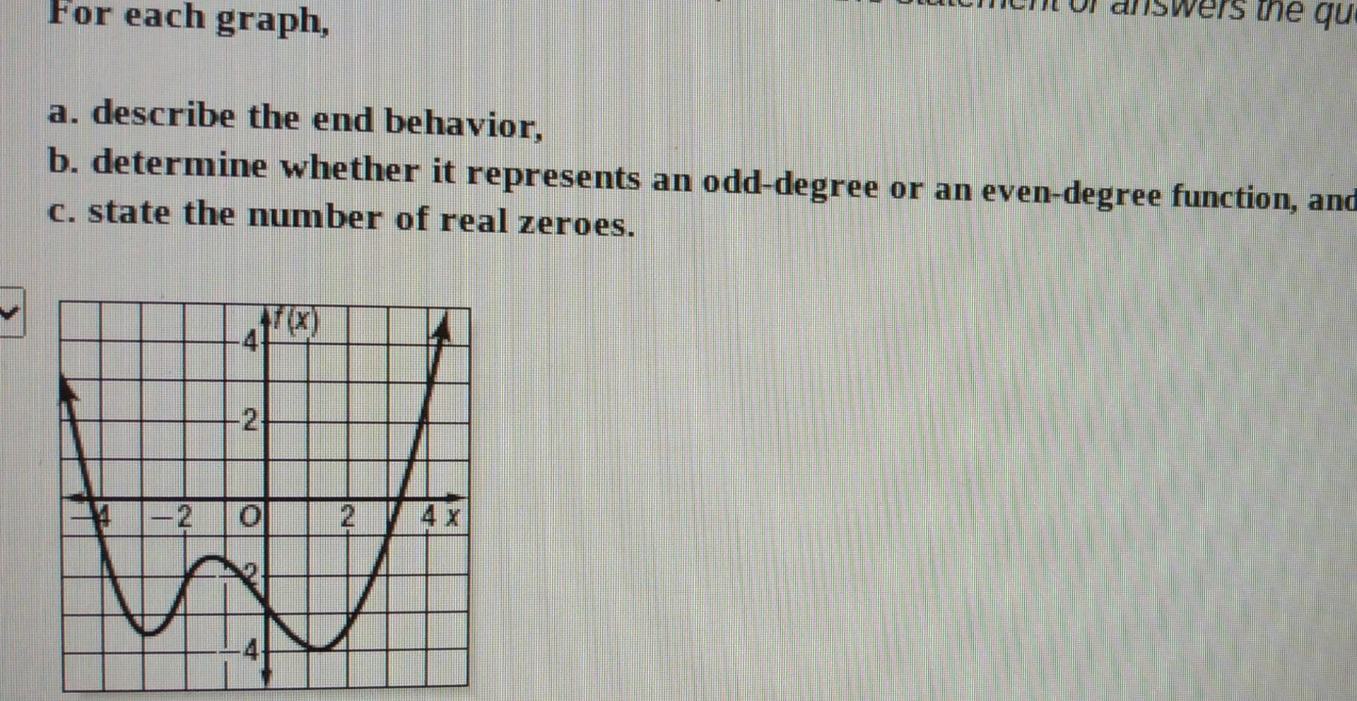Solved For each graph, the que a. describe the end behavior, | Chegg.com