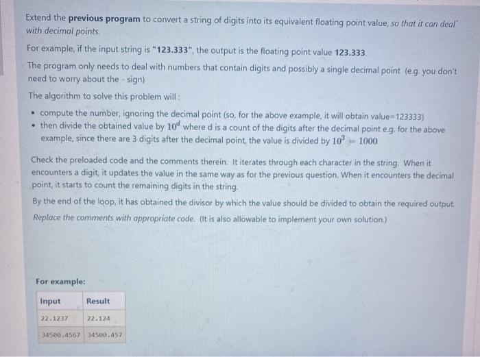 Solved The following code is intended to convert a string of | Chegg.com