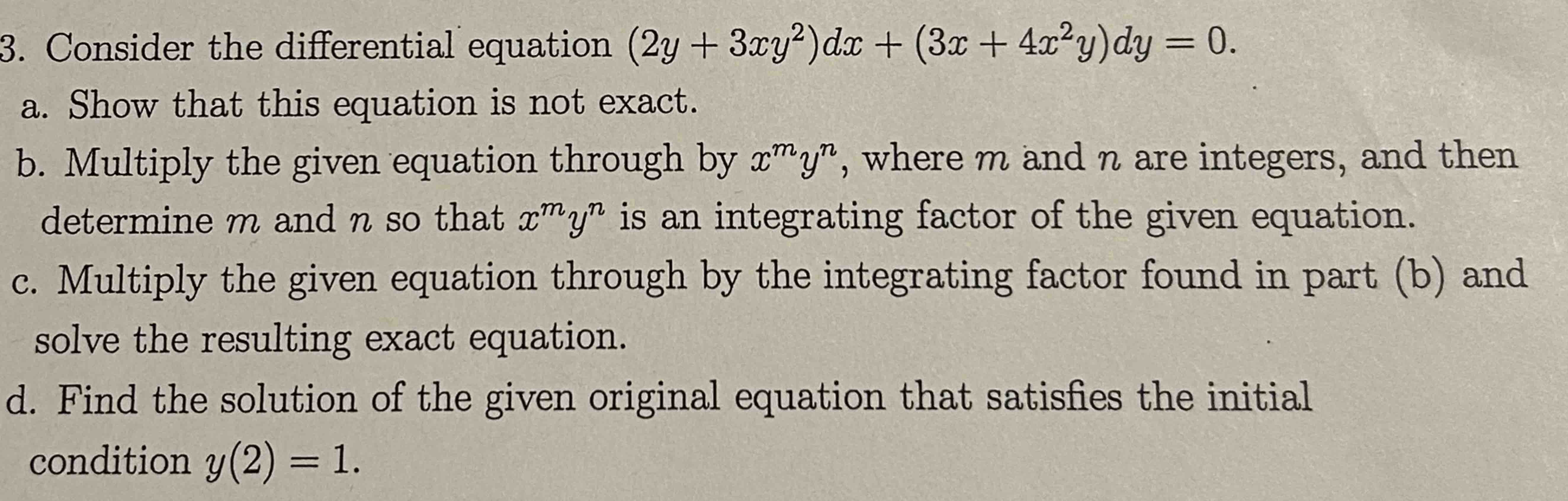 Solved Consider the differential equation | Chegg.com