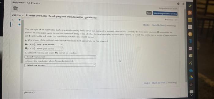 Assignment: 9.1 Practice Questions Exercise 09.02 | Chegg.com