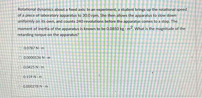 Solved Rotational dynamics about a fixed axis: In an | Chegg.com