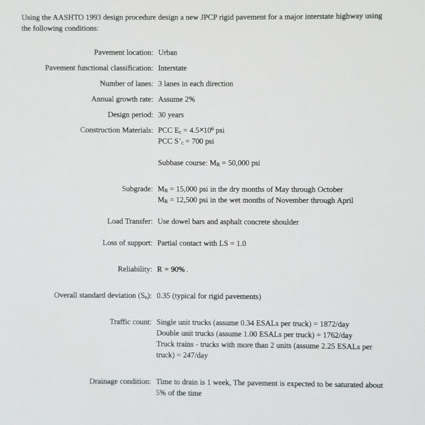 Using the AASHTO 1993 design procedure design a new | Chegg.com