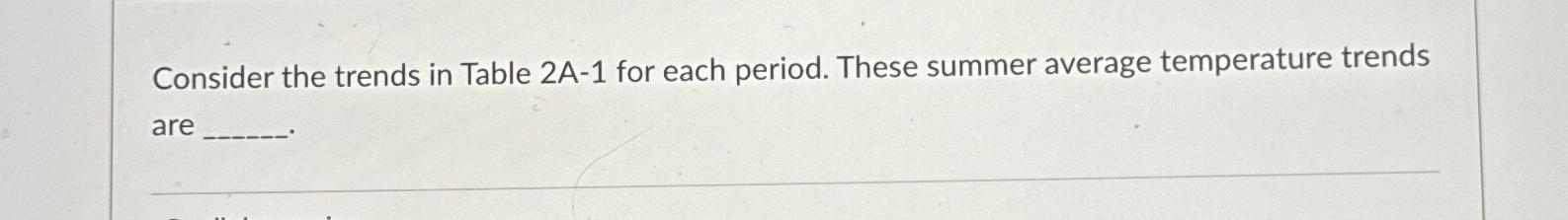 Solved Consider the trends in Table 2A-1 ﻿for each period. | Chegg.com