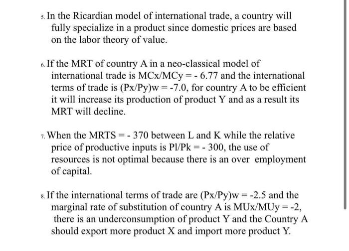 Solved TRUE or FALSE. If the statement is correct write TRUE | Chegg.com
