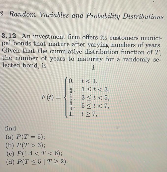Solved 3 Random Variables and Probability Distributions 3.12 | Chegg.com