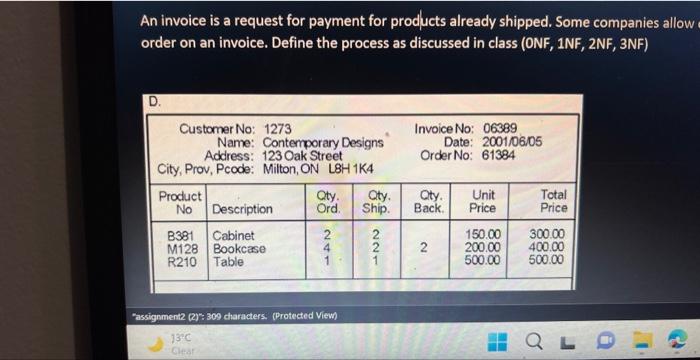 Solved Normalization - part I Marks: 10 Indicate what is the | Chegg.com