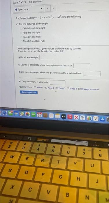 Solved Question 2 The graph of a degree 6 polynomial is | Chegg.com