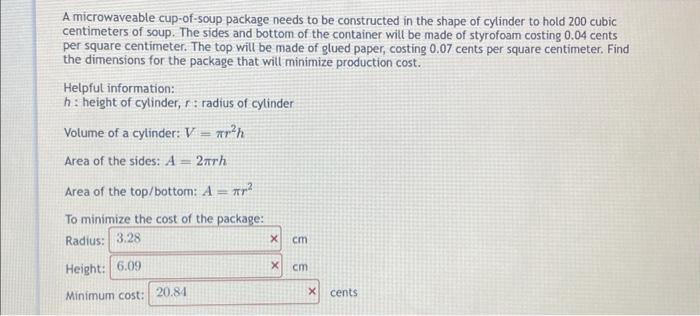 Solved A microwaveable cup-of-soup package needs to be | Chegg.com