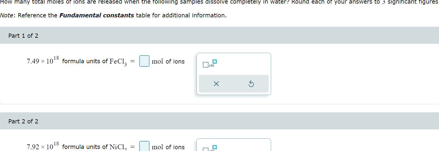 Solved How many total moles of Ions are released when the | Chegg.com