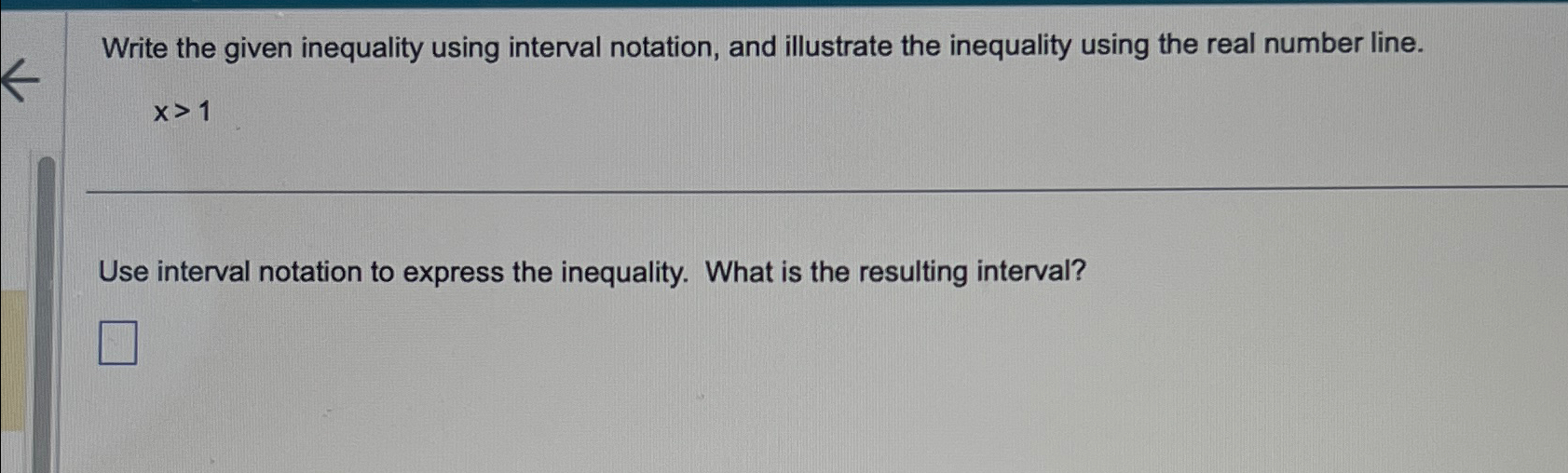 Solved Write the given inequality using interval notation, | Chegg.com