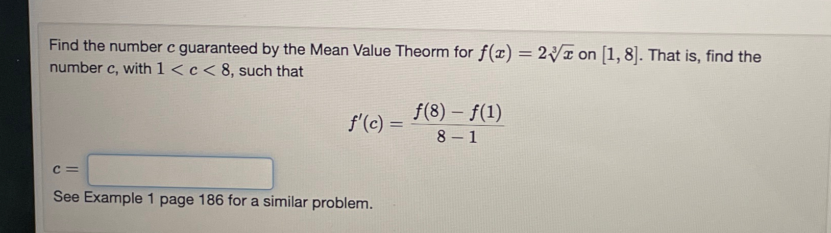Solved Find the number c ﻿guaranteed by the Mean Value | Chegg.com