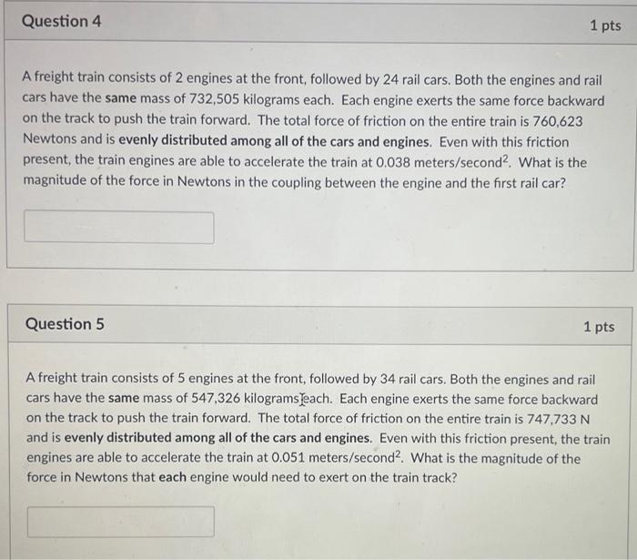Solved A freight train consists of 2 engines at the front, | Chegg.com